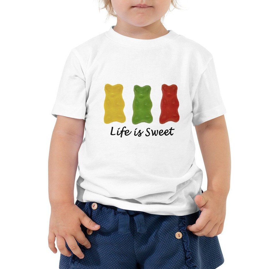 Cute Gummy Bear T-shirt for Sweets Lover, Short Sleeve Toddler Tee With ...