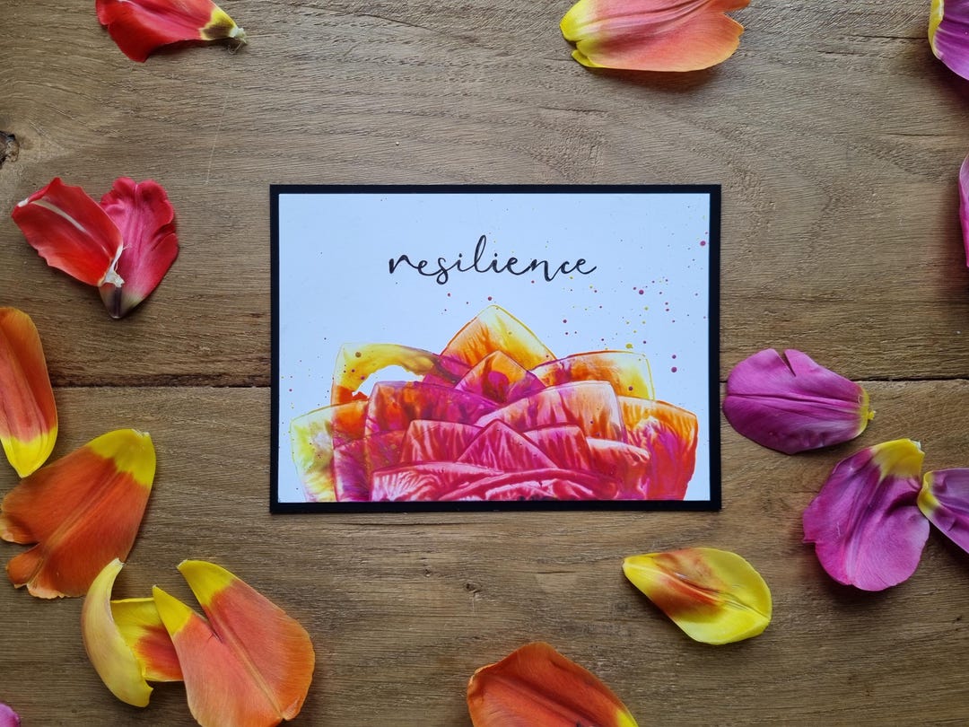 Resilience / Values and Goals Card / Lotus Flower in Encaustic Paints ...