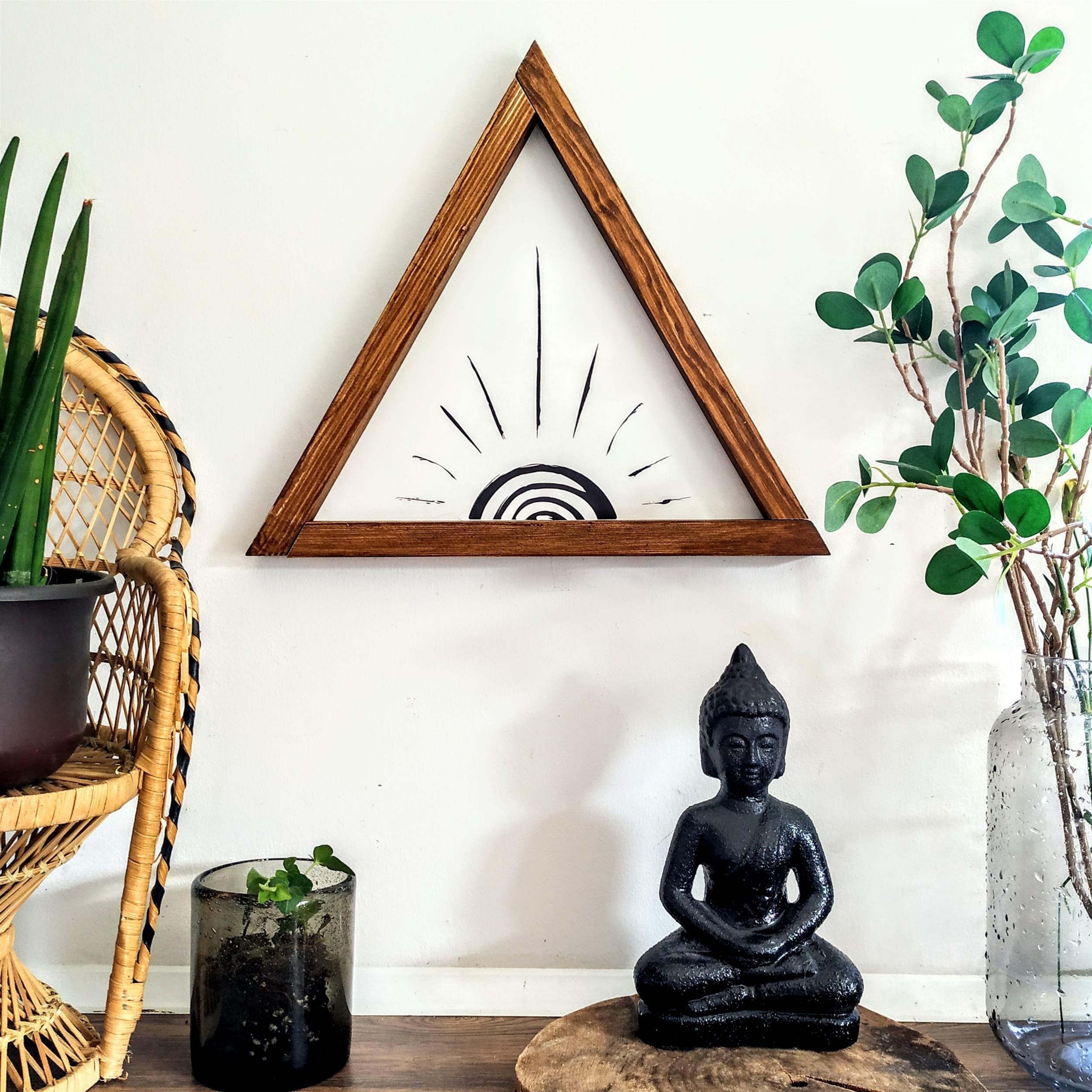 Aztec Sun Triangle Wood Sign: Hand-finished Wall Art - Etsy