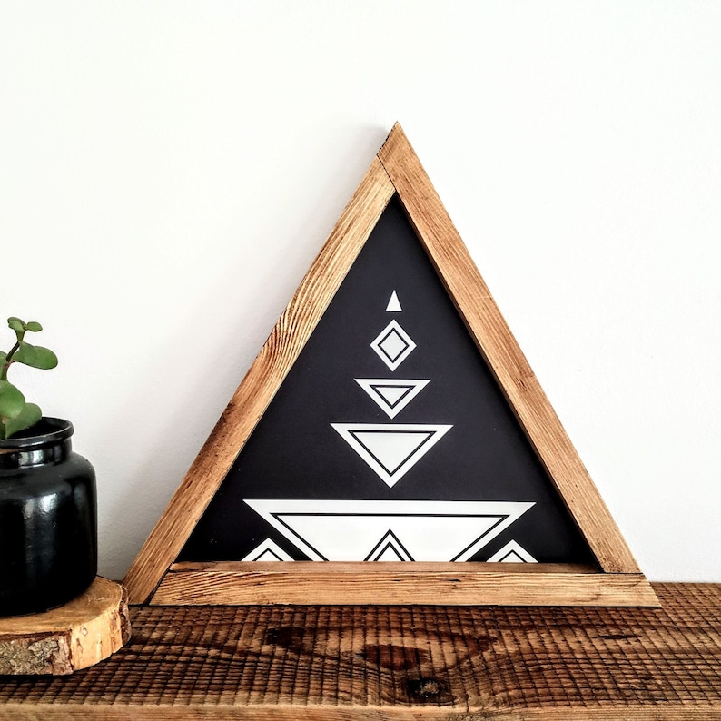 Aztec Wood Sign Aztec Triangle Wood Sign Wood Wall Art - Etsy
