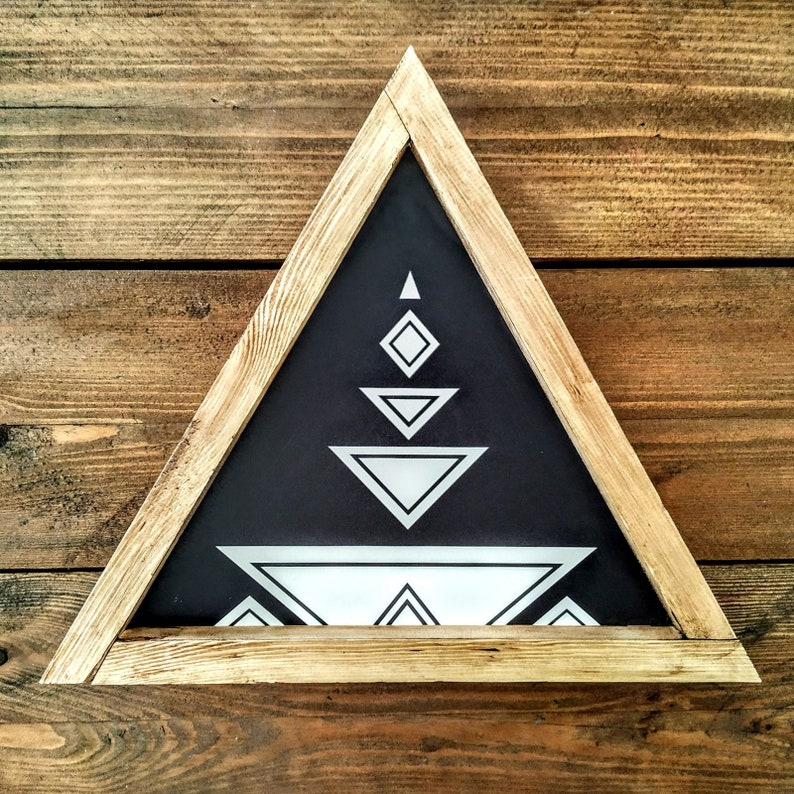 Aztec Wood Sign Aztec Triangle Wood Sign Wood Wall Art | Etsy