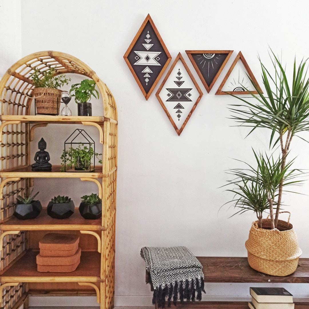 Conjunto de 4 letreros de madera, 2x SOL y 2x AZTEC Signo de madera ...