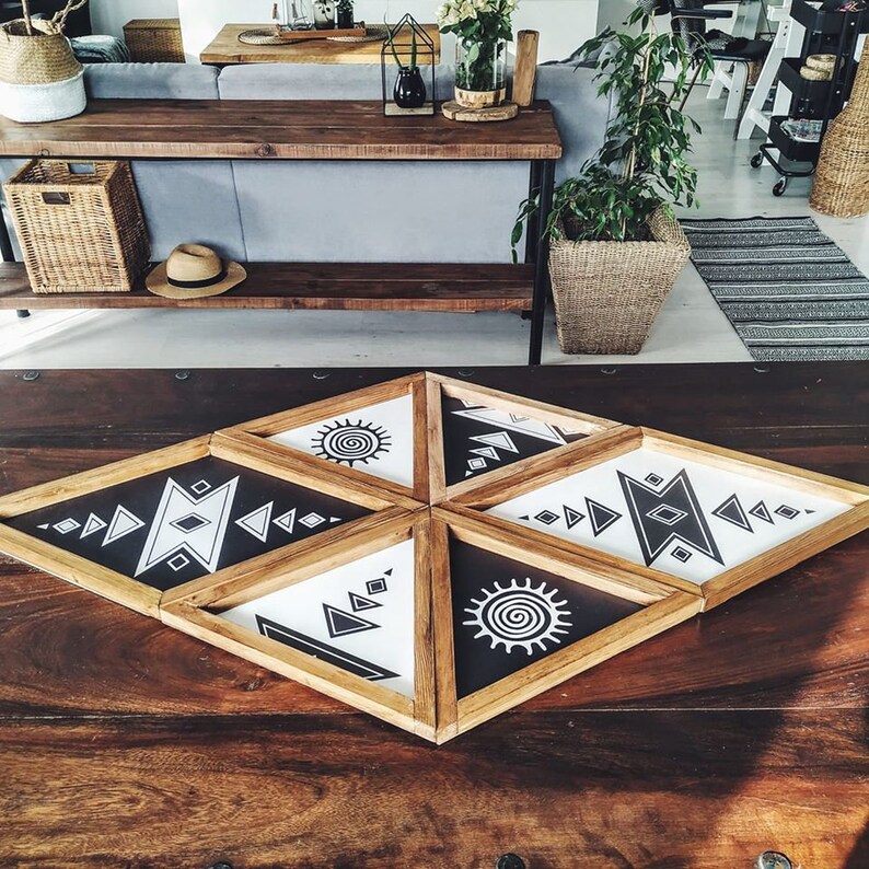 Aztec Wood Sign Aztec Triangle Wood Sign Wood Wall Art - Etsy