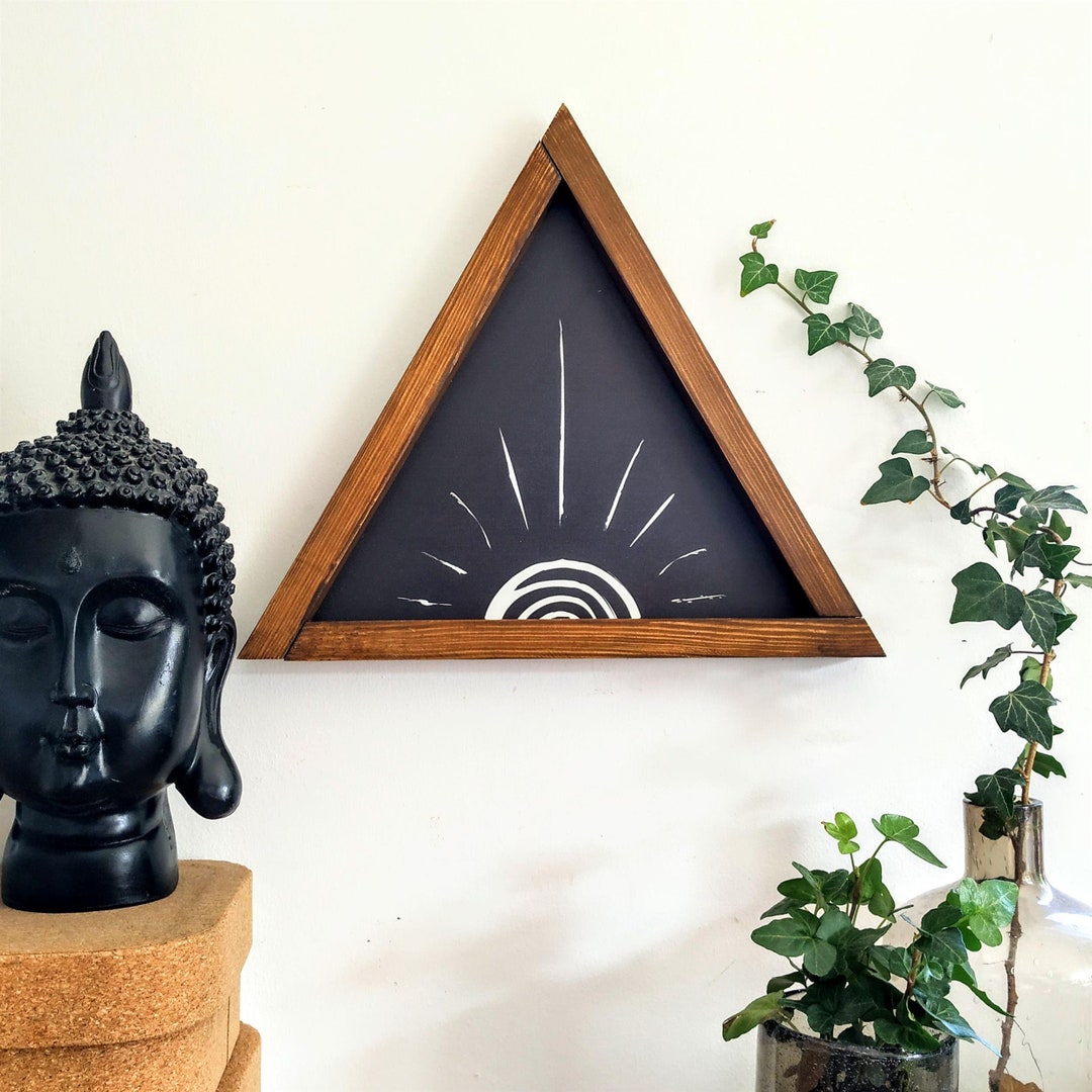 Handcrafted Wooden Triangle Wall Art: Rising Sun Geometric Decor - Etsy