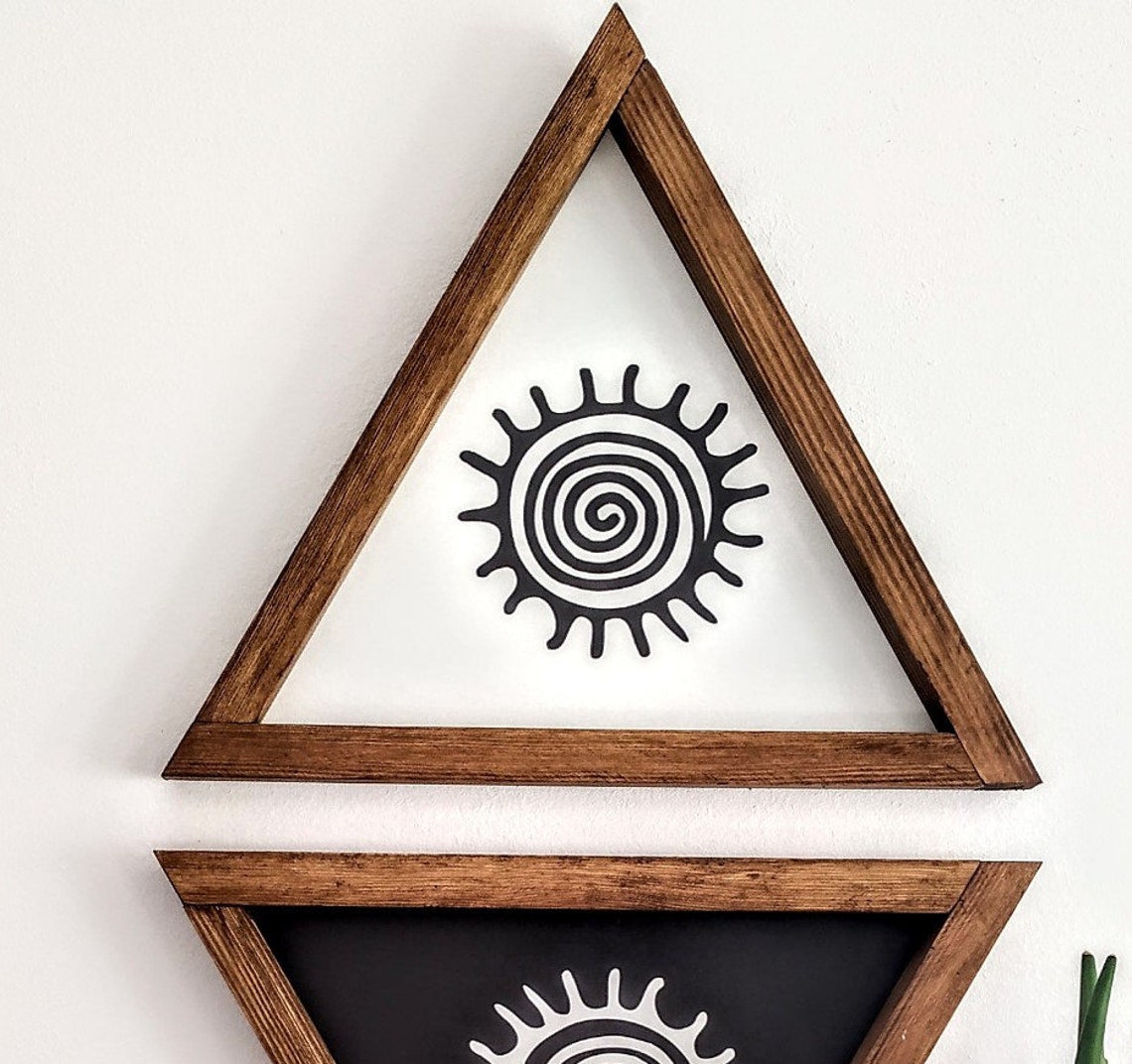 Aztec Wood Sign Aztec Triangle Wood Sign Wood Wall Art - Etsy Polska
