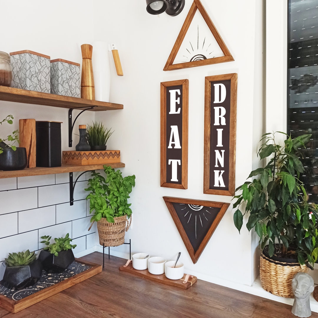 Eat and Drink Kitchen Sign Set: Farmhouse Wall Decor - Etsy