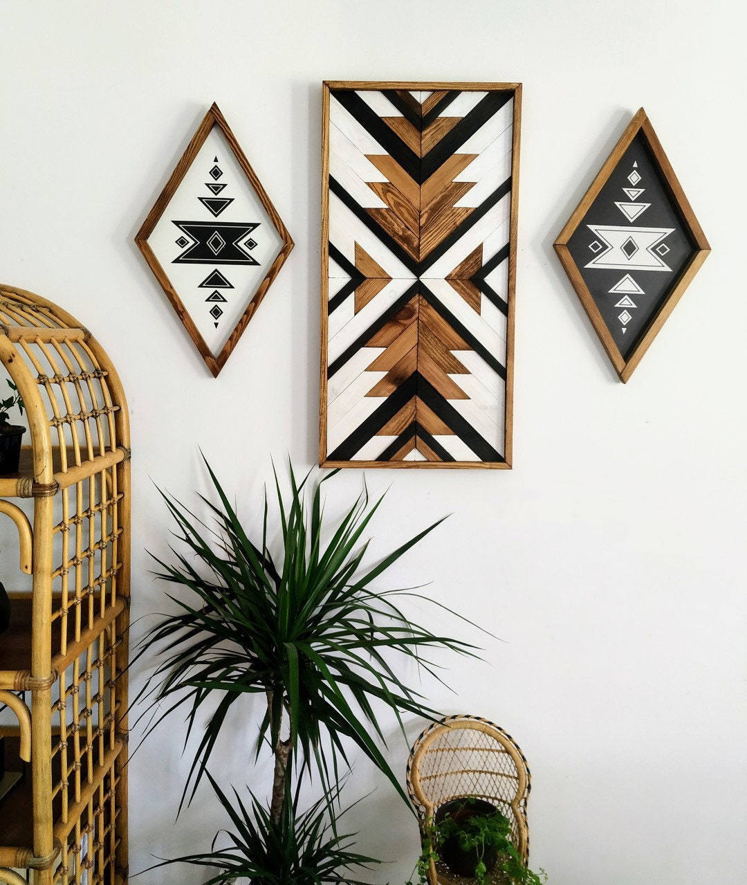 Geometric Handmade Wood Wall Art large Aztec Wood Wall Hanging Rustic Wooden Wall Art for Livingroom Housewarming Gift Handmade Gift Etsy