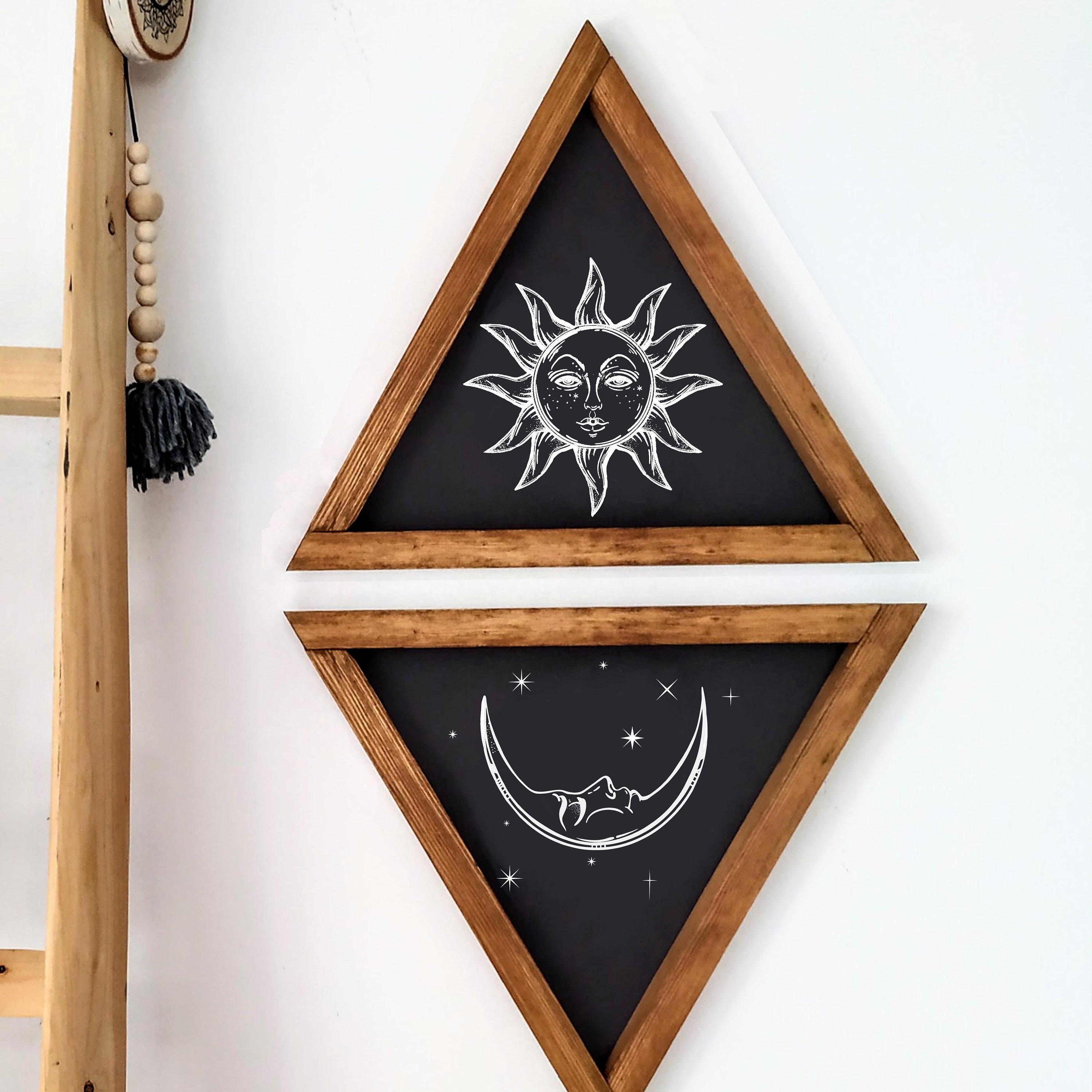Home Décor Wall Décor triangle wall art Boho decor Engraved Celestial ...