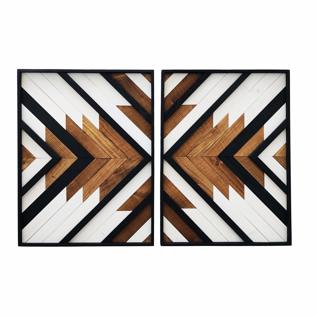 Tribal Wood Wall Art Set: Geometric Aztec Panels - Etsy
