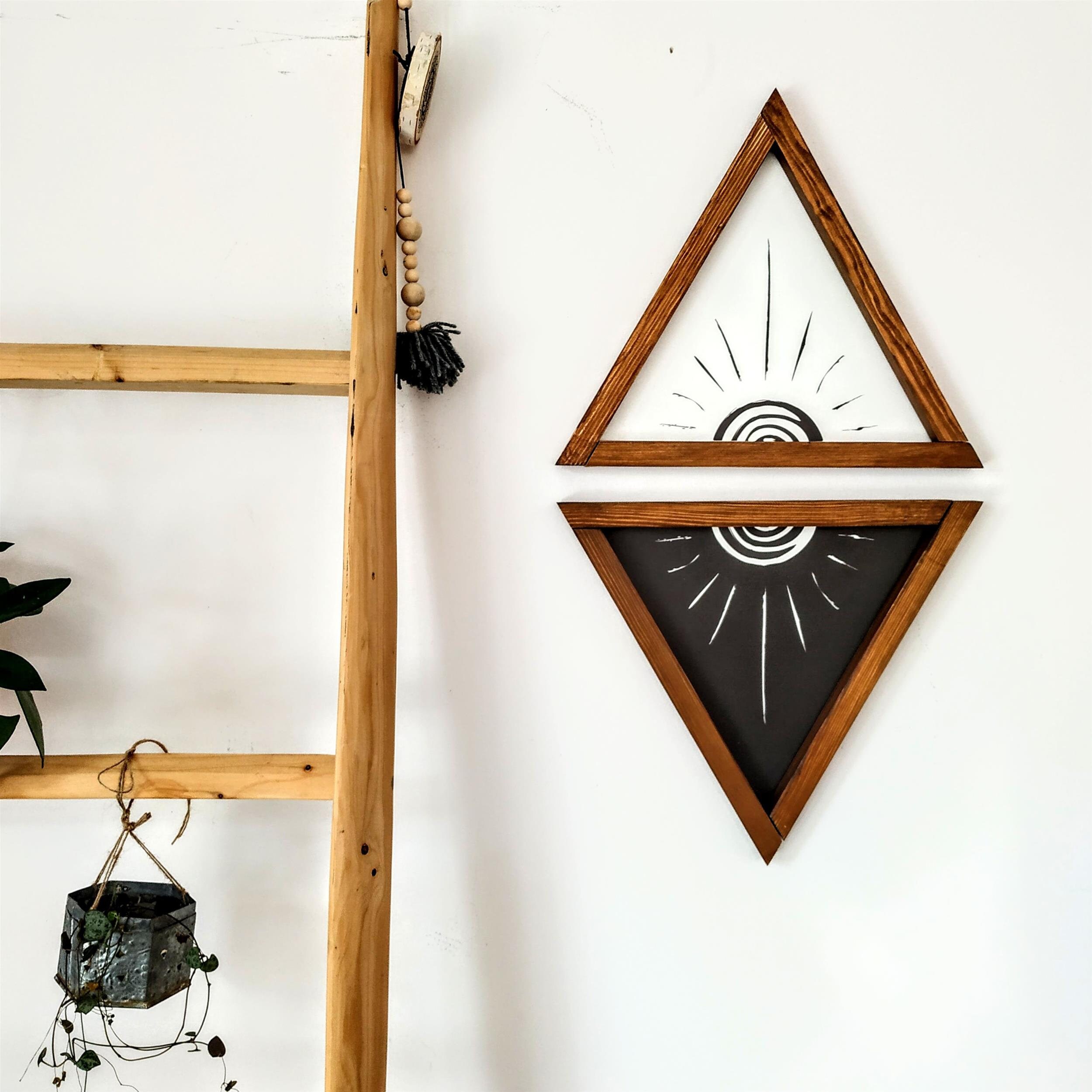 Aztec Sun Triangle Wood Sign: Hand-finished Wall Art - Etsy