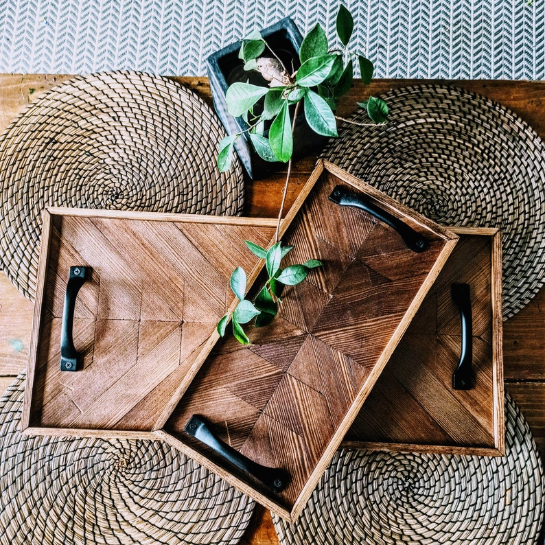 Wood Aztec Tray Aztec Wood Tray Modern Serving Tray | Etsy