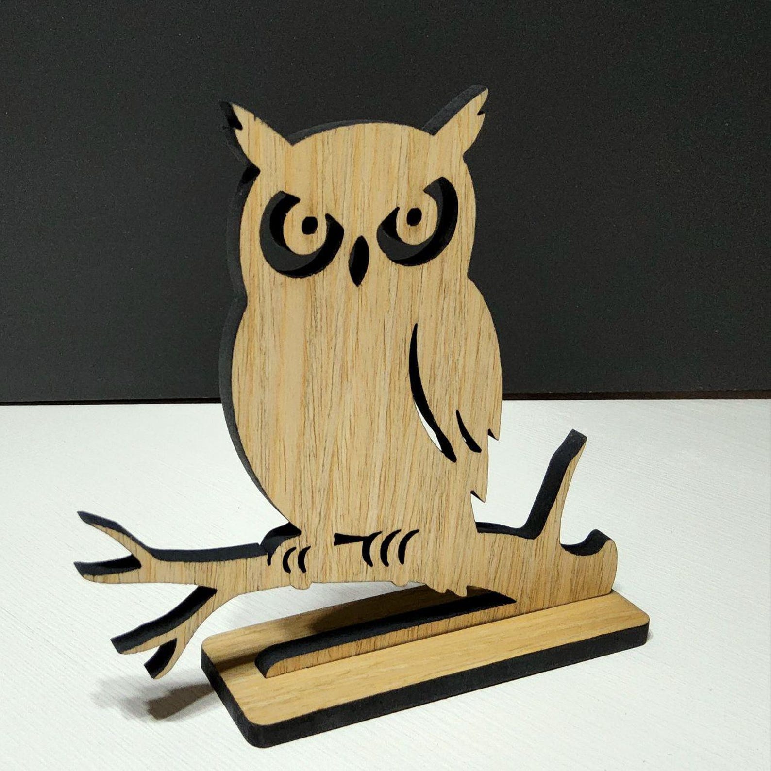 Oak Owl Silhouette – Handmade Wooden Decor – Natural Finish ...