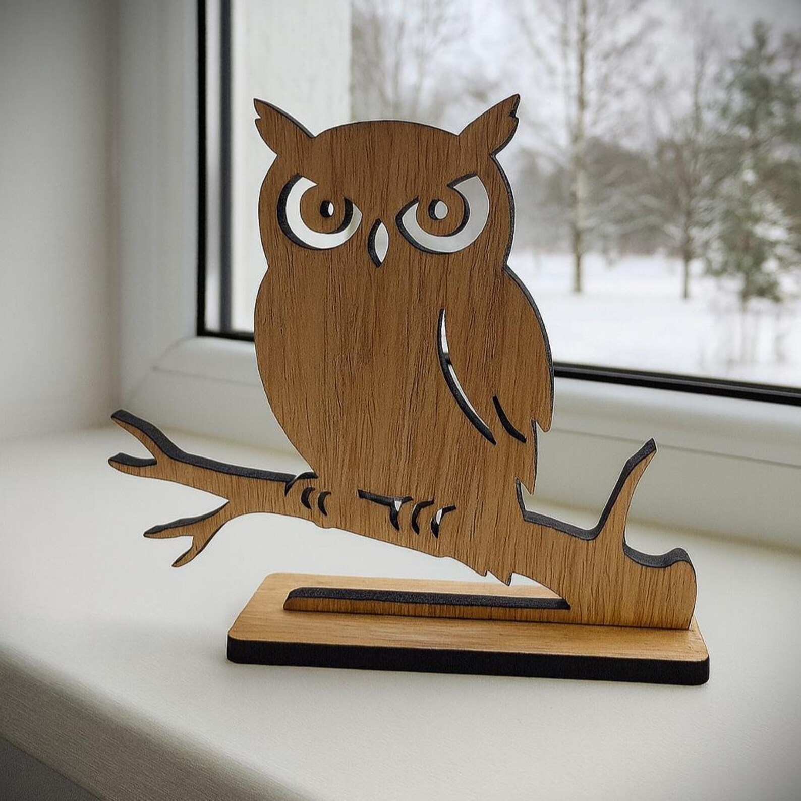Oak Owl Silhouette – Handmade Wooden Decor – Natural Finish ...