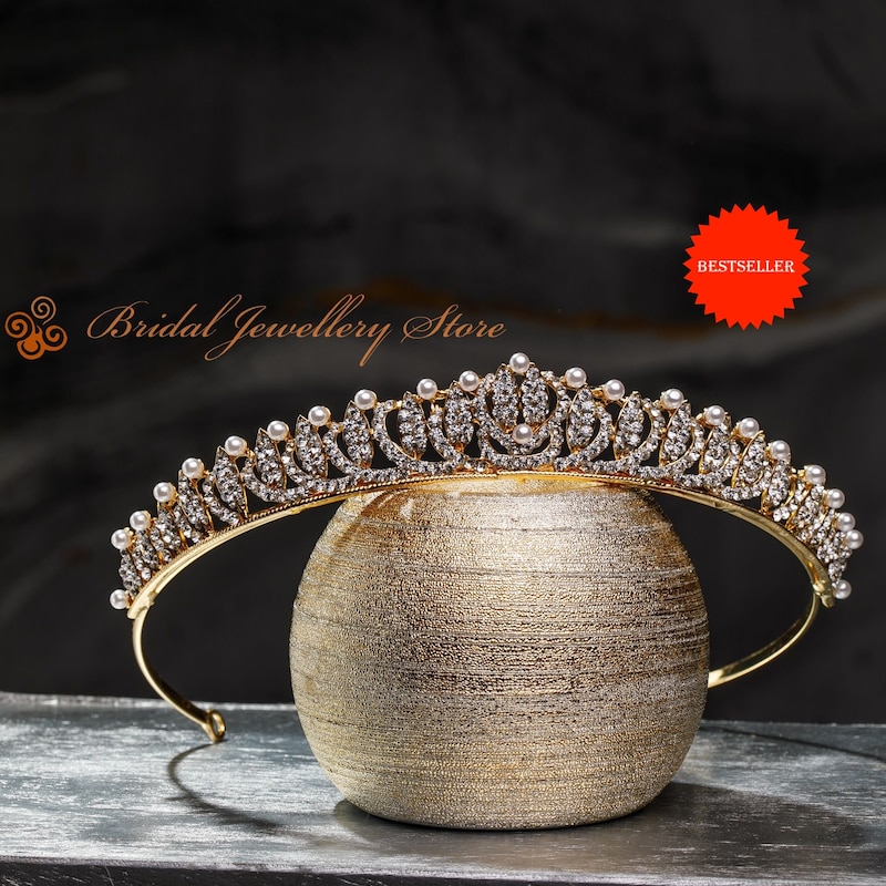 Wedding Tiara Gold - Etsy