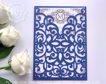 Wedding Invitation 5x7 Pocket Envelope Template for Cutting | Etsy