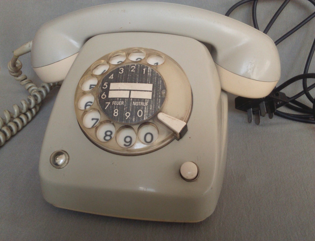 Vintage Rotary Telephone. Old Phone Landline. Gray Desk Phone. Dial ...