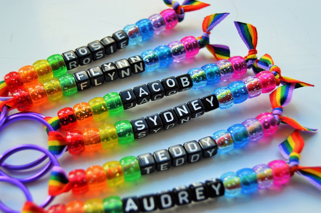 PERSONALISED Rainbow Name Keyring Keychain, Party Present, Bag Tag, Zip ...