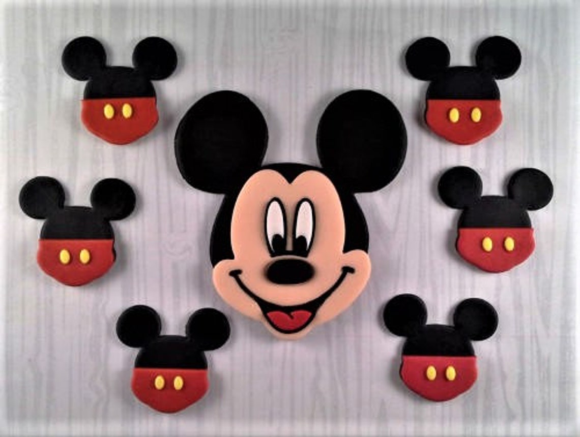 Mickey Mouse set edible sugar paste cupcake cake toppers | Etsy