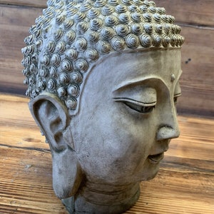 Stone Garden Buddha Head Statue Detailed Ornament Gift - Etsy