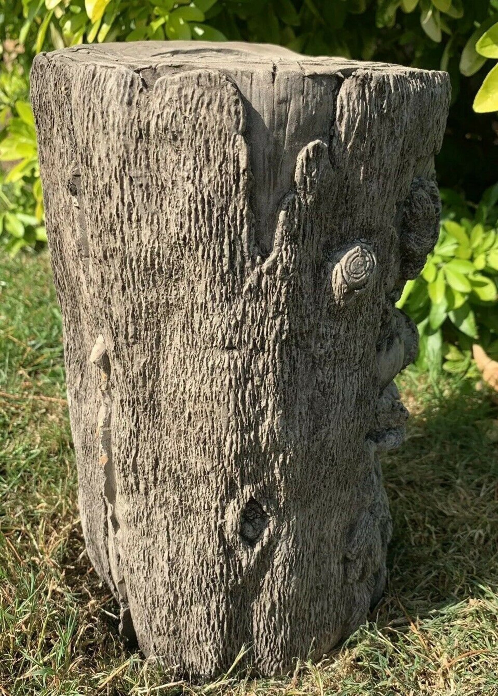 Stone Garden Green Man Tree Stump Plinth Concrete Ornament - Etsy UK