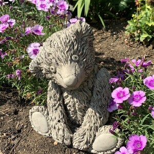 Stone Garden Cute Teddy Bear Detailed Concrete Garden Ornament | Etsy