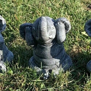 Stone Garden Set of 3 Wise Cheeky Elephant See Hear Speak No | Etsy
