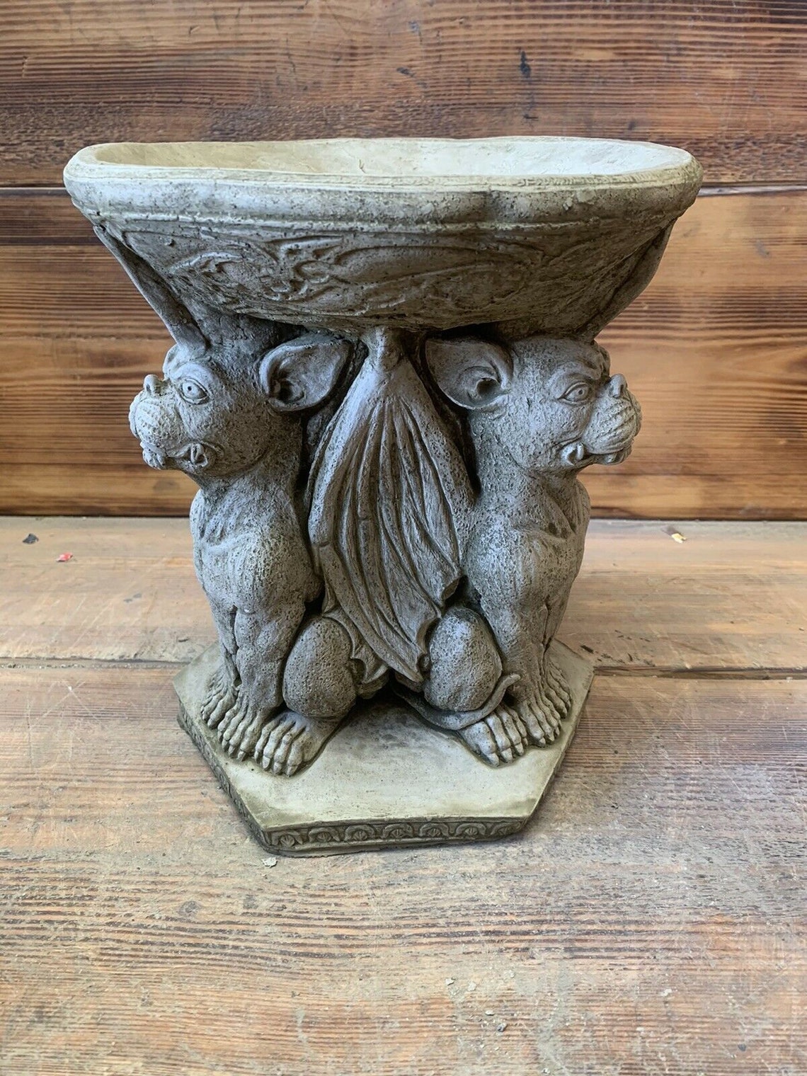 Stone Garden Gargoyle Bird Bath Feeder Gremlin Winged Gothic | Etsy
