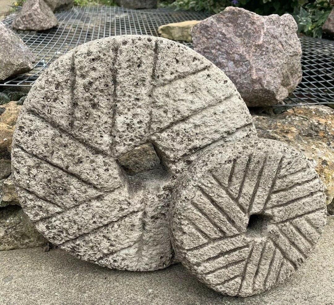 Stone Garden Large Rustic Pair of Millstones Millstone Grindstone ...