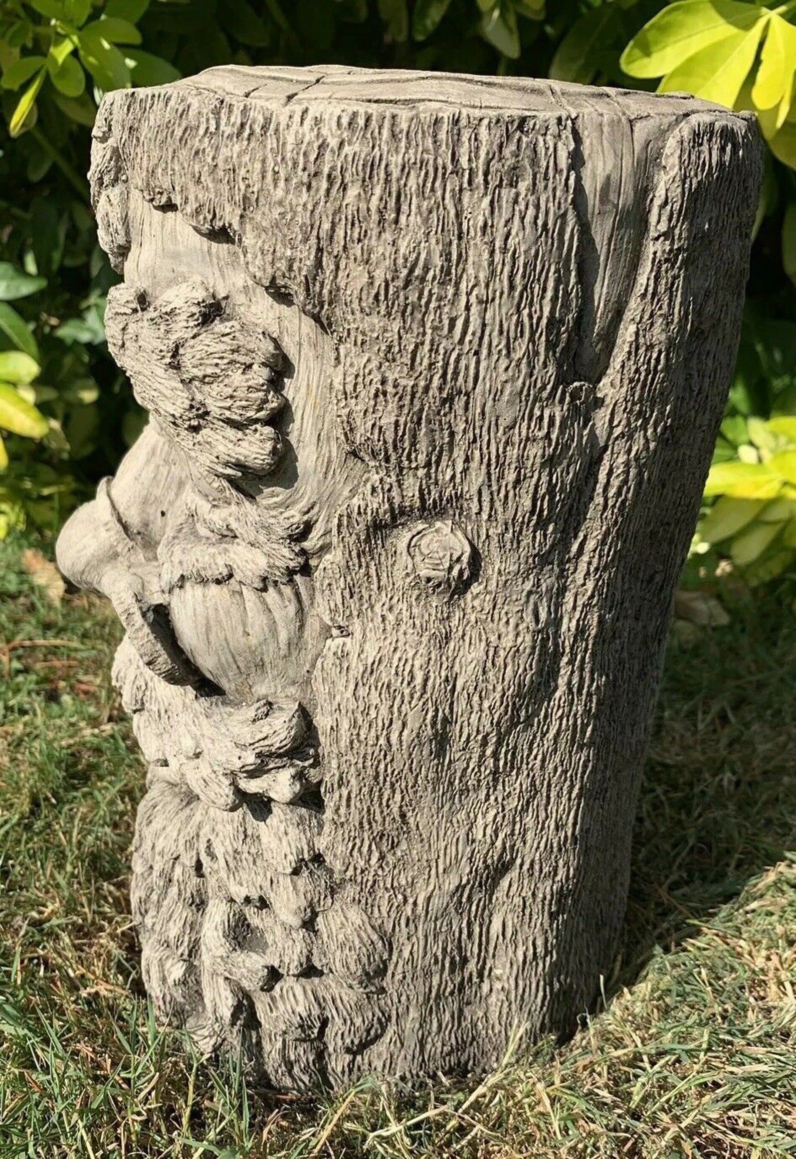Stone Garden Green Man Tree Stump Plinth Concrete Ornament - Etsy UK