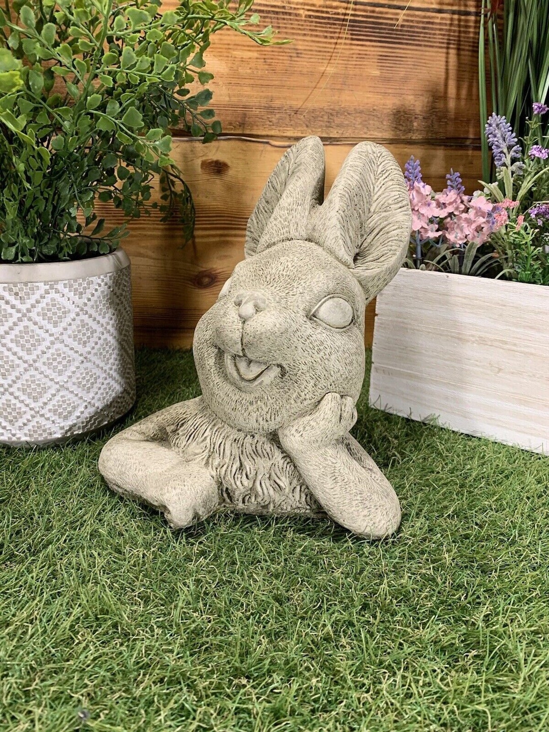 Stone Garden Cute Rabbit Gift Garden Ornament - Etsy UK