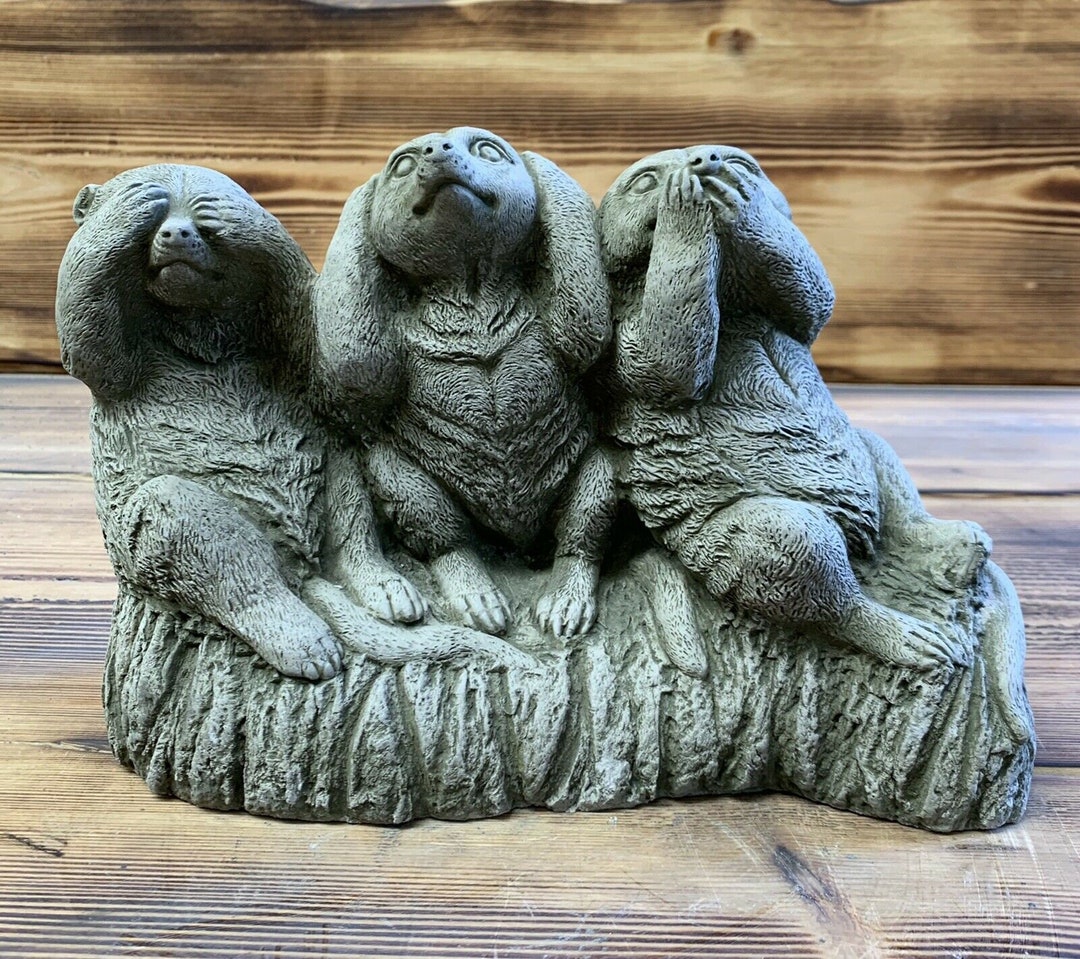 Stone Garden See Hear Speak No Evil Meerkats Statue Ornament - Etsy