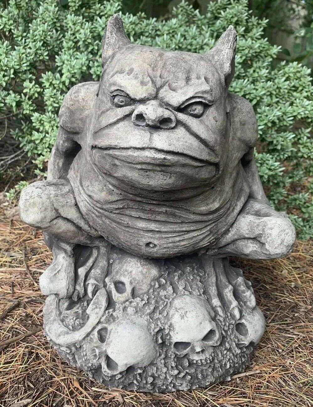 Stone Garden Gargoyle Sat on Skulls Gothic Large Ornament - Etsy