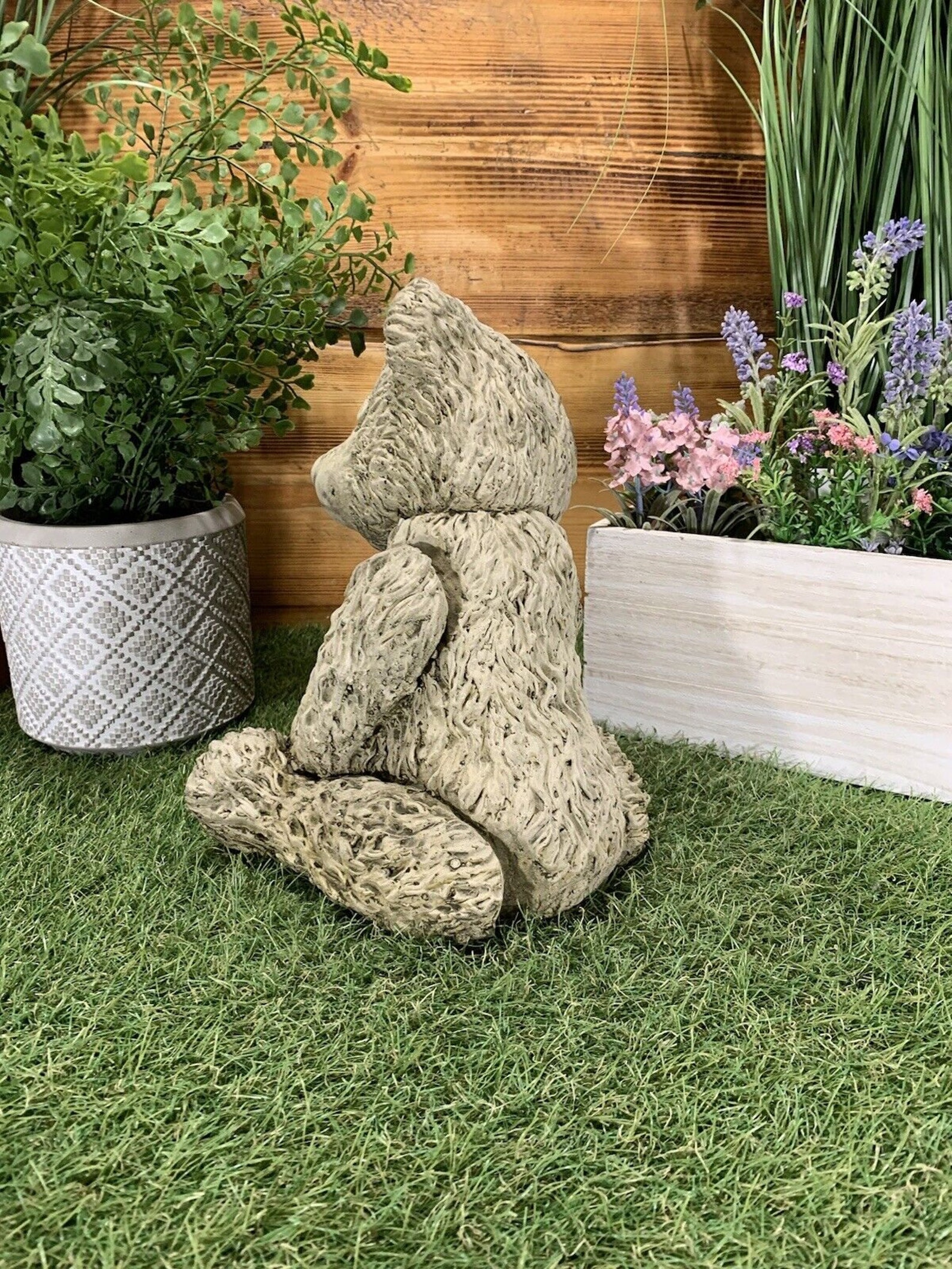 Stone Garden Cute Teddy Bear Detailed Concrete Garden Ornament - Etsy