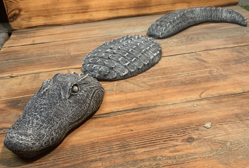 Stone Garden 3 Piece Crocodile Alligator Gift Concrete Ornament - Etsy