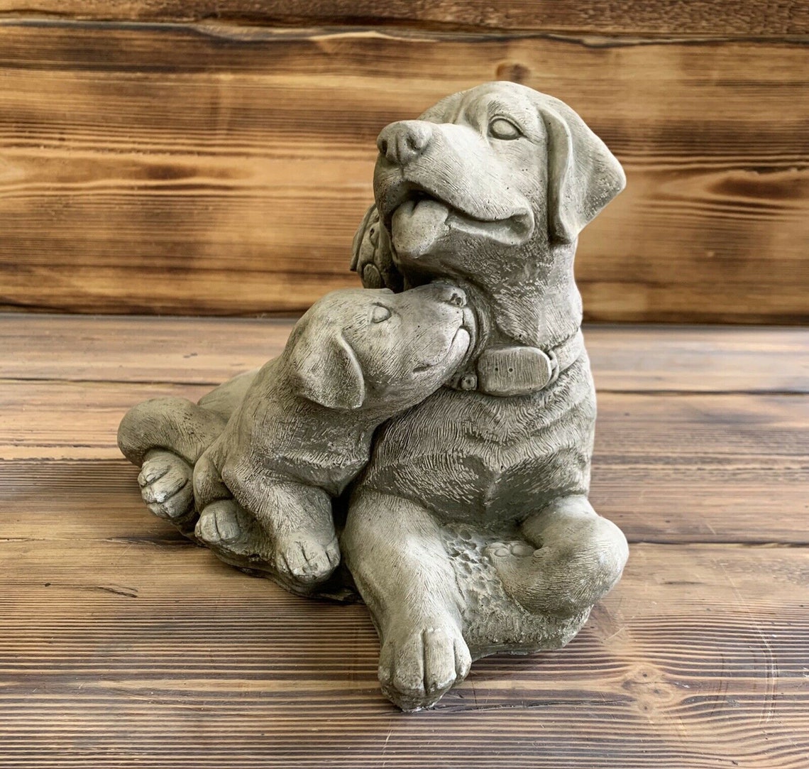 Stone Garden Labrador Dog Family Statue Ornament | Etsy