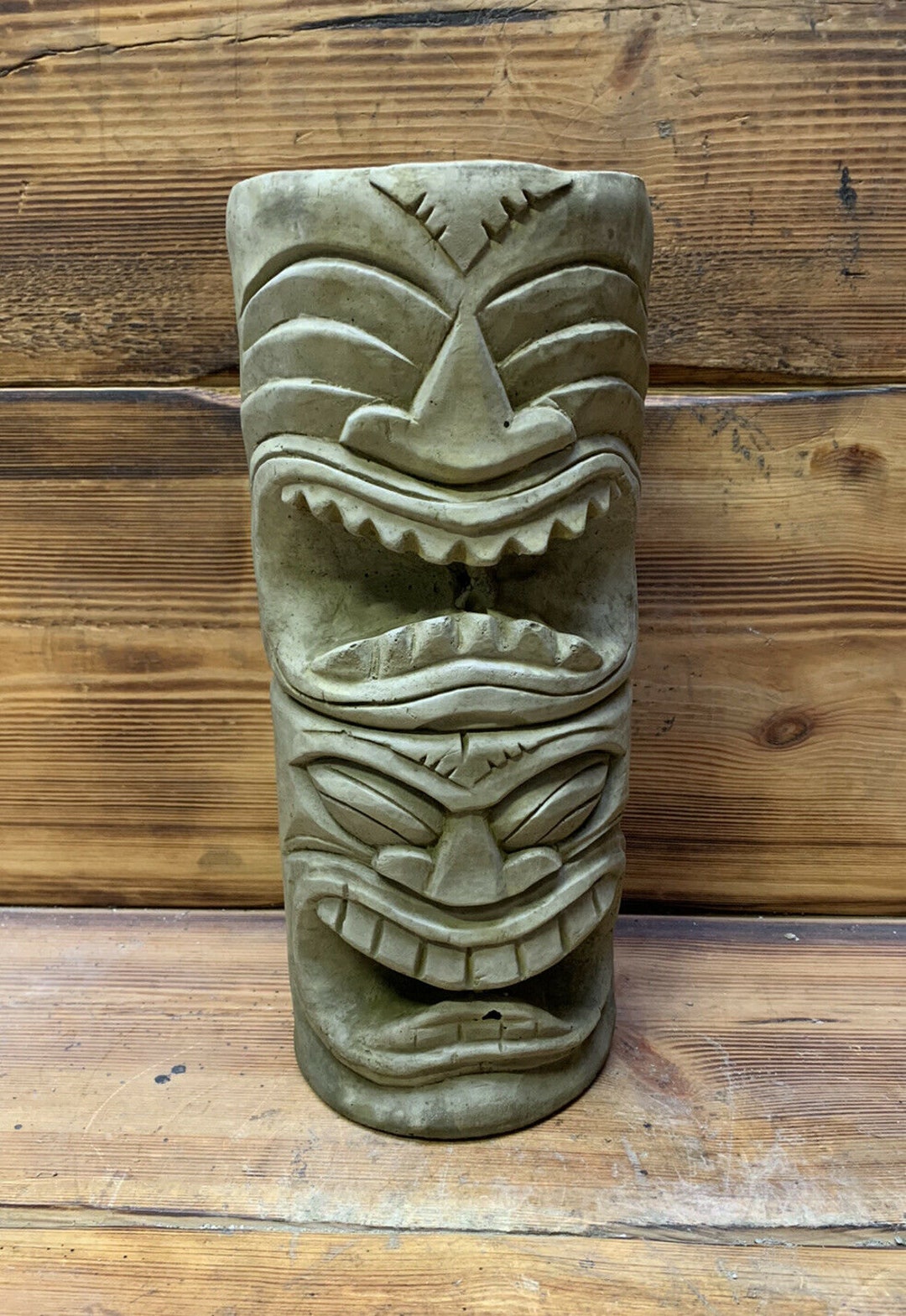 Stone Garden Totem Pole Easter Island African Head Tiki Statue Ornament ...