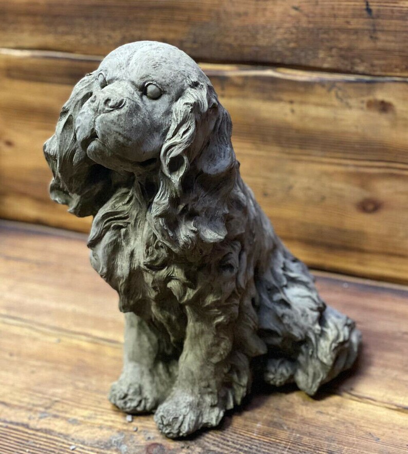 Stone Garden King Charles/cocker Spaniel Dog Statue Gift - Etsy UK