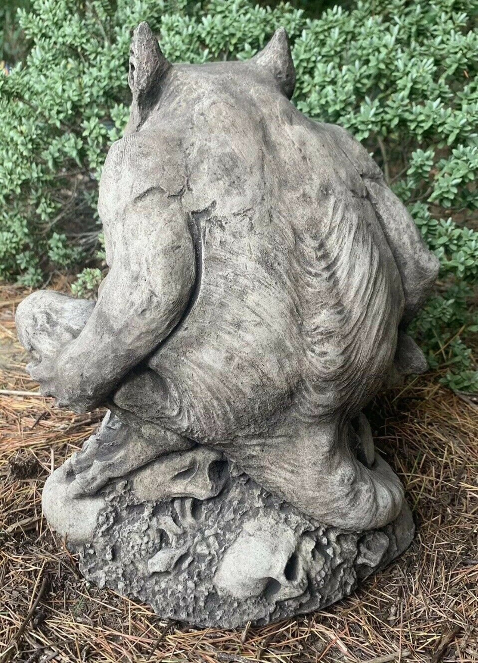 Stone Garden Gargoyle Sat On Skulls Gothic Large Ornament | Etsy