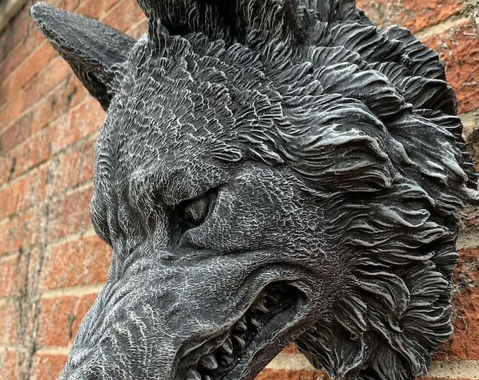 Stone Garden Large Detailed Wolf Head Wall Hanging Plaque | Etsy UK