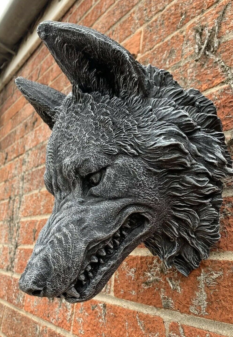 Stone Garden Large Detailed Wolf Head Wall Hanging Plaque - Etsy