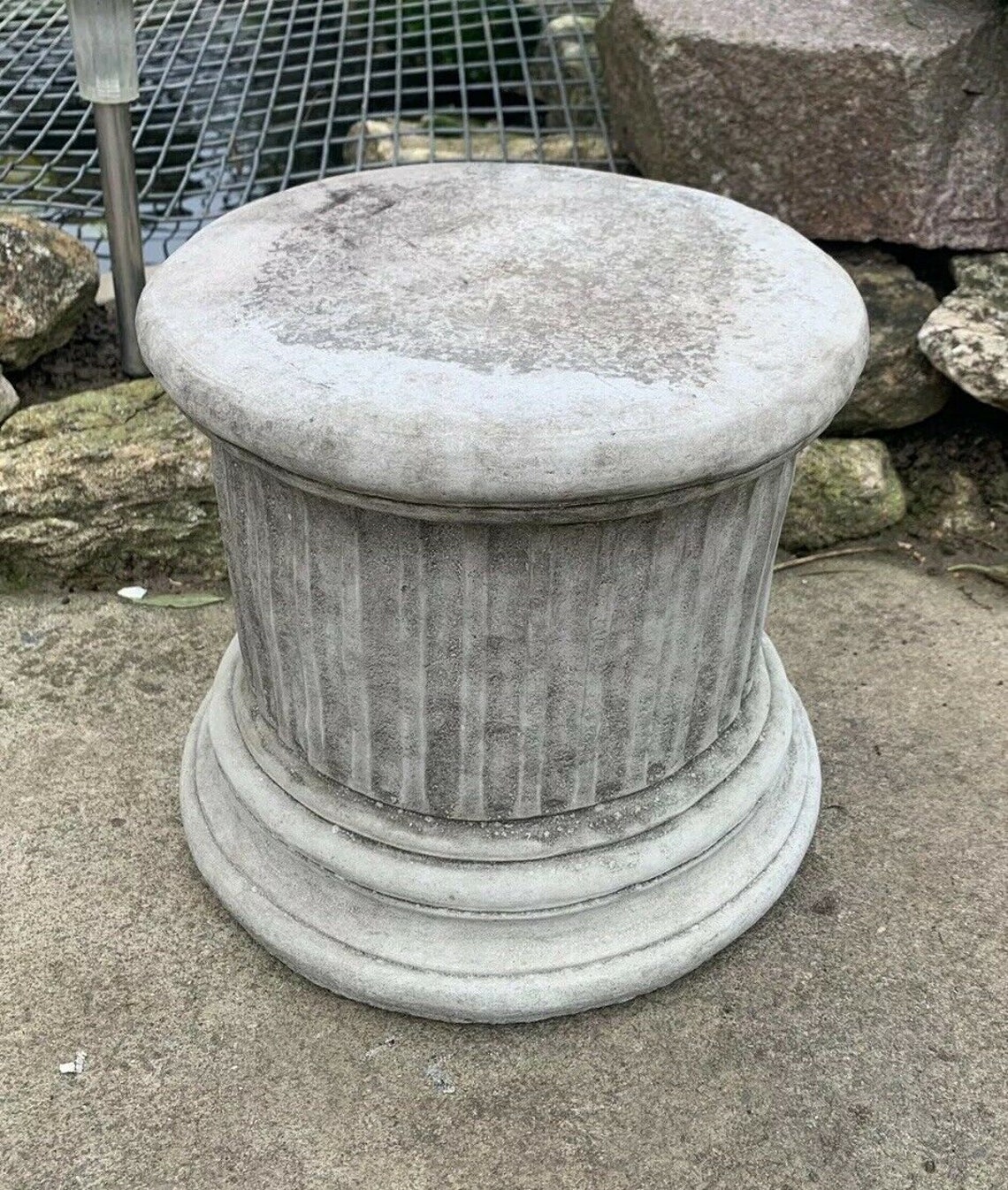 Stone Garden Round Solid Heavy Plinth Column Pedestal Ornament | Etsy