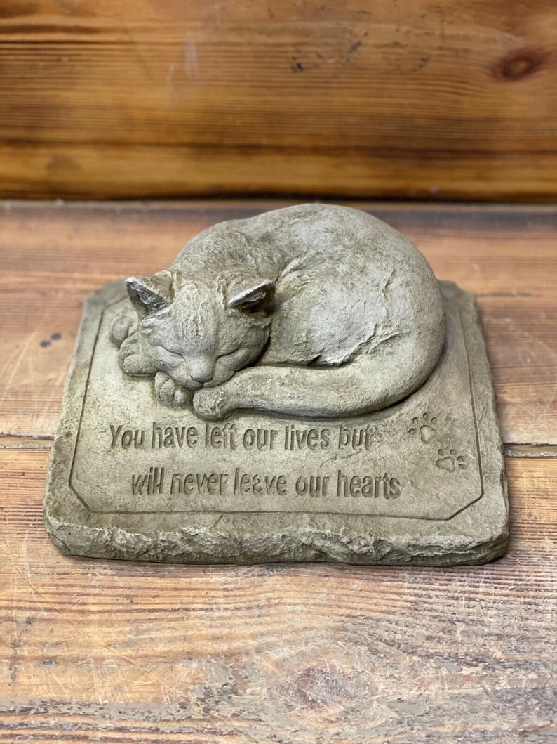 Stone Garden Memorial Cat Verse Statue Ornament - Etsy