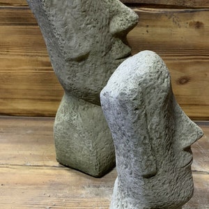 Stone Garden Pair of Moai Easter Island Head Tiki Ornaments Statues - Etsy UK