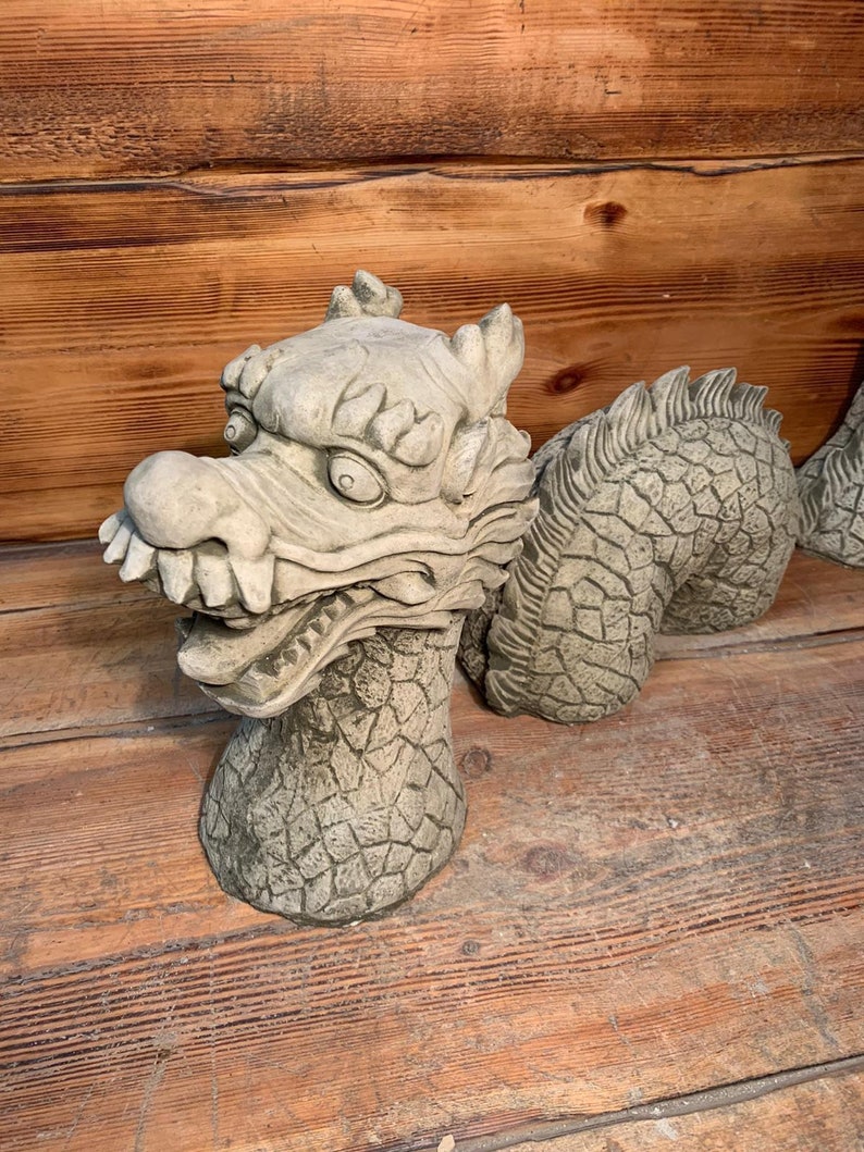 Stone Garden Chinese Dragon 3 Piece Set Statue Ornament - Etsy