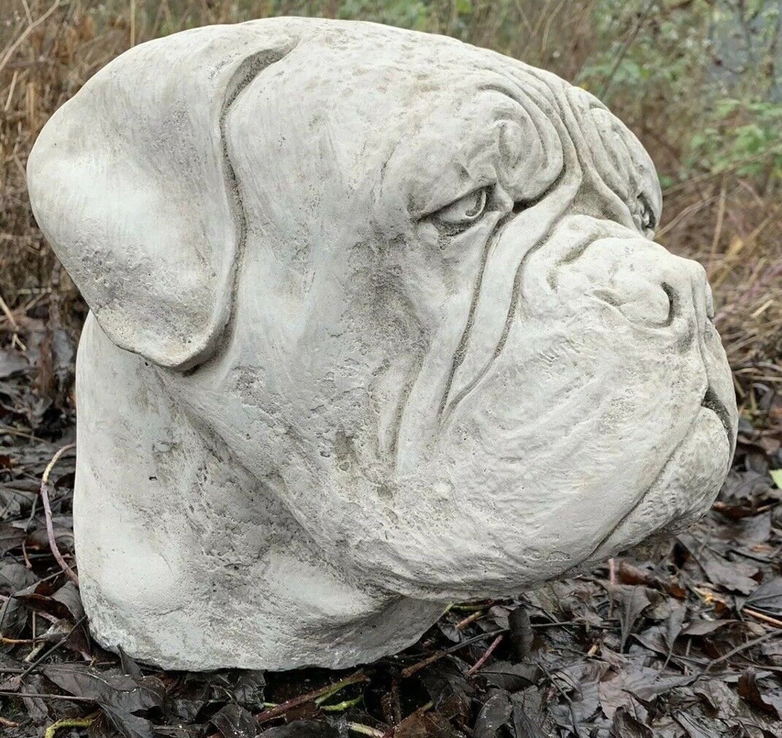 Stone Garden Large Dog Dogue De Bordeaux Mastiff Boxer Head | Etsy