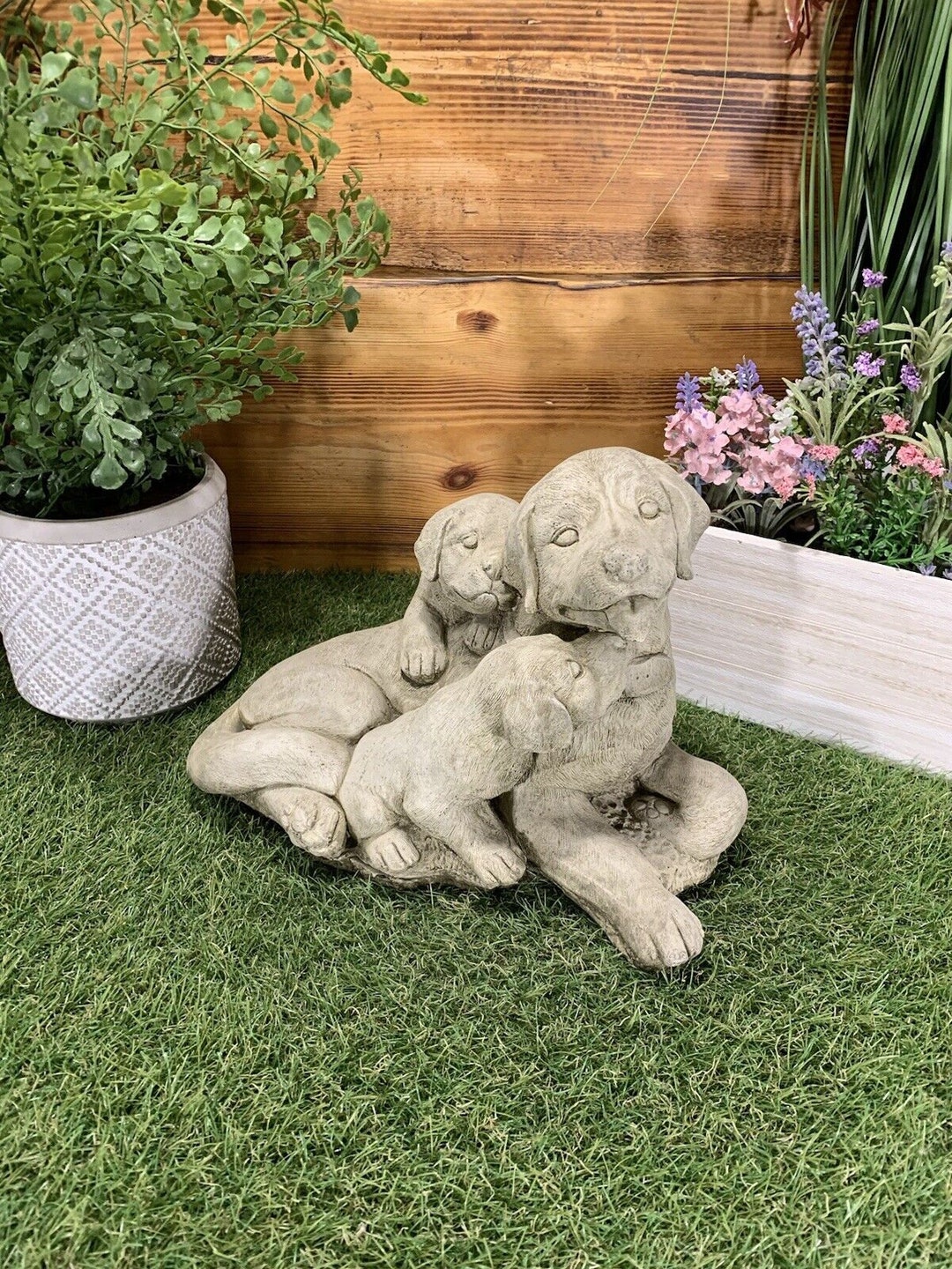 Stone Garden Labrador Dog Family Statue Ornament - Etsy.de