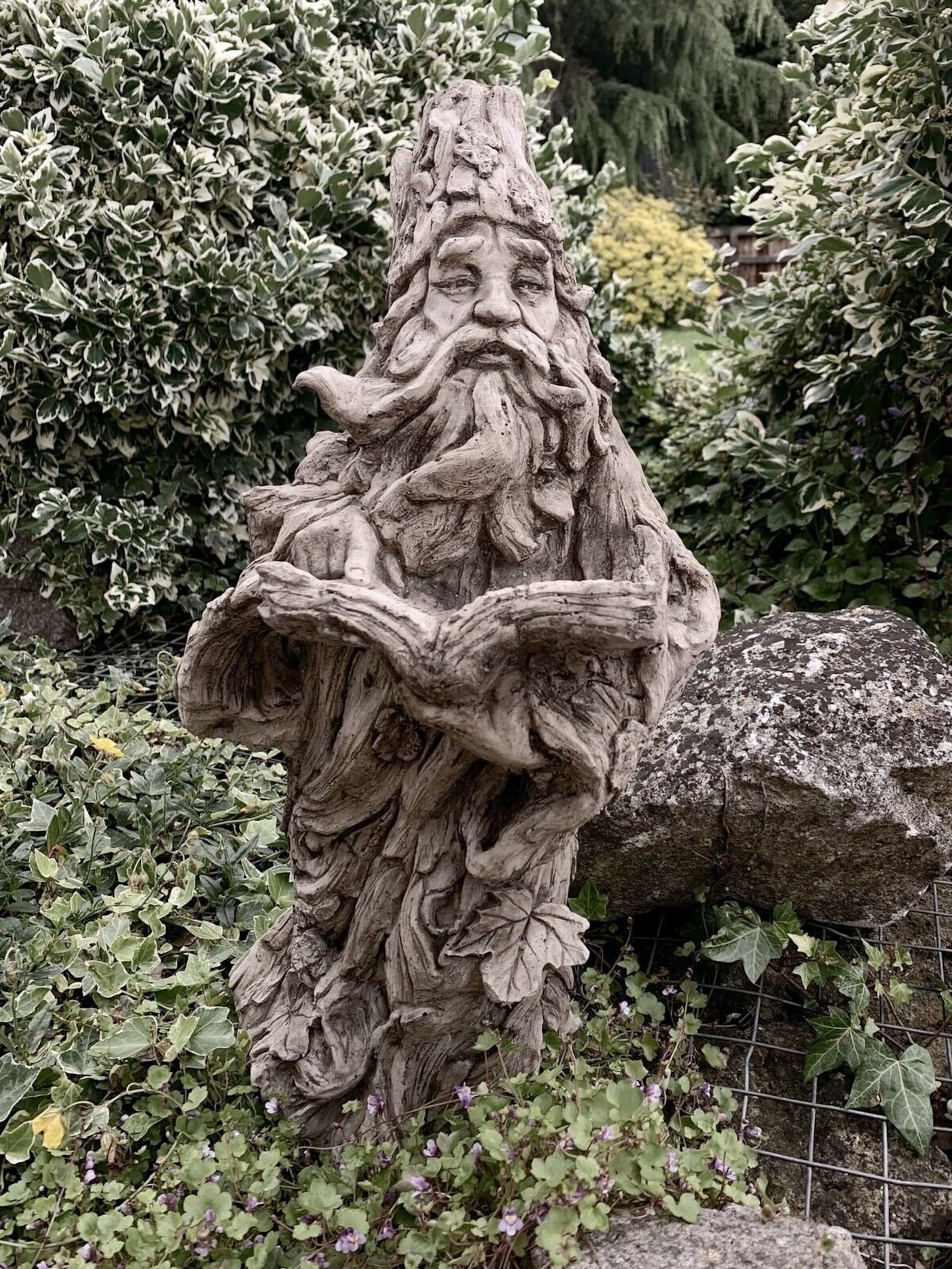 Stone Garden Tree Wizard Hand Cast Statue Ornament - Etsy UK