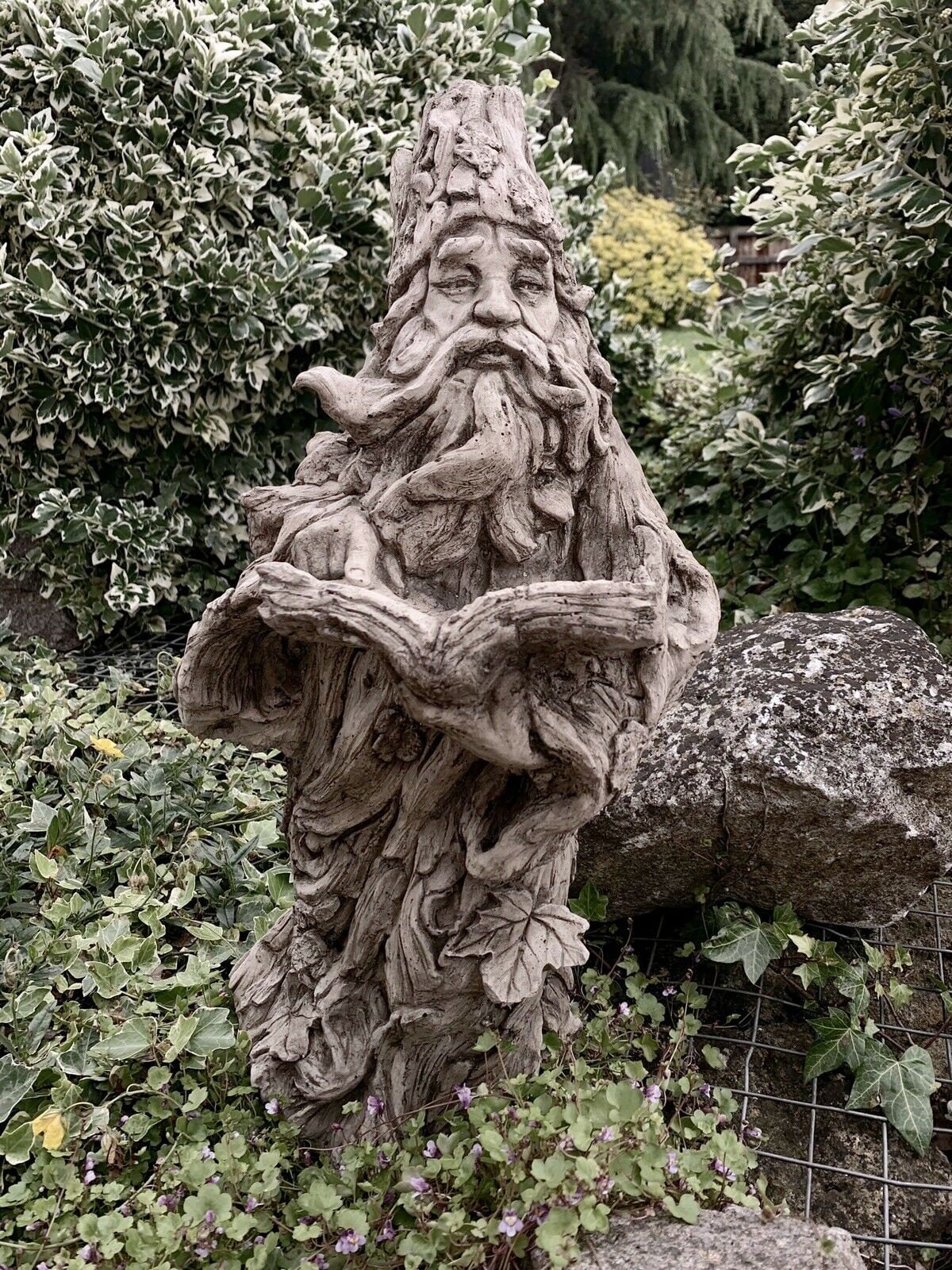 Stone Garden Tree Wizard Hand Cast Statue Ornament - Etsy UK