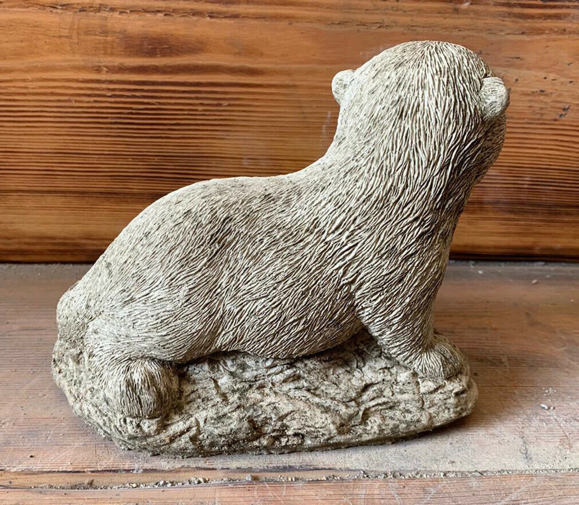 Stone Garden Laying Baby Otter Statue Ornament | Etsy