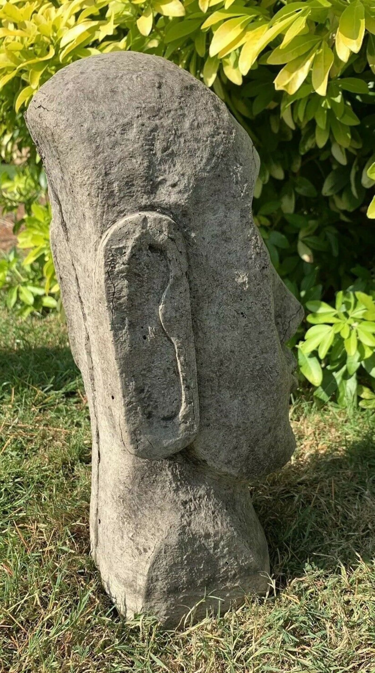 Stone Garden Easter Island Head Moai Tiki Concrete Ornament | Etsy